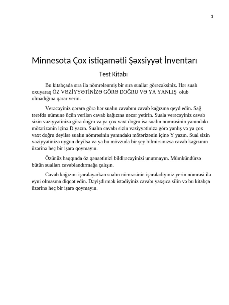 Mmpi Tercume 566 Sual | PDF