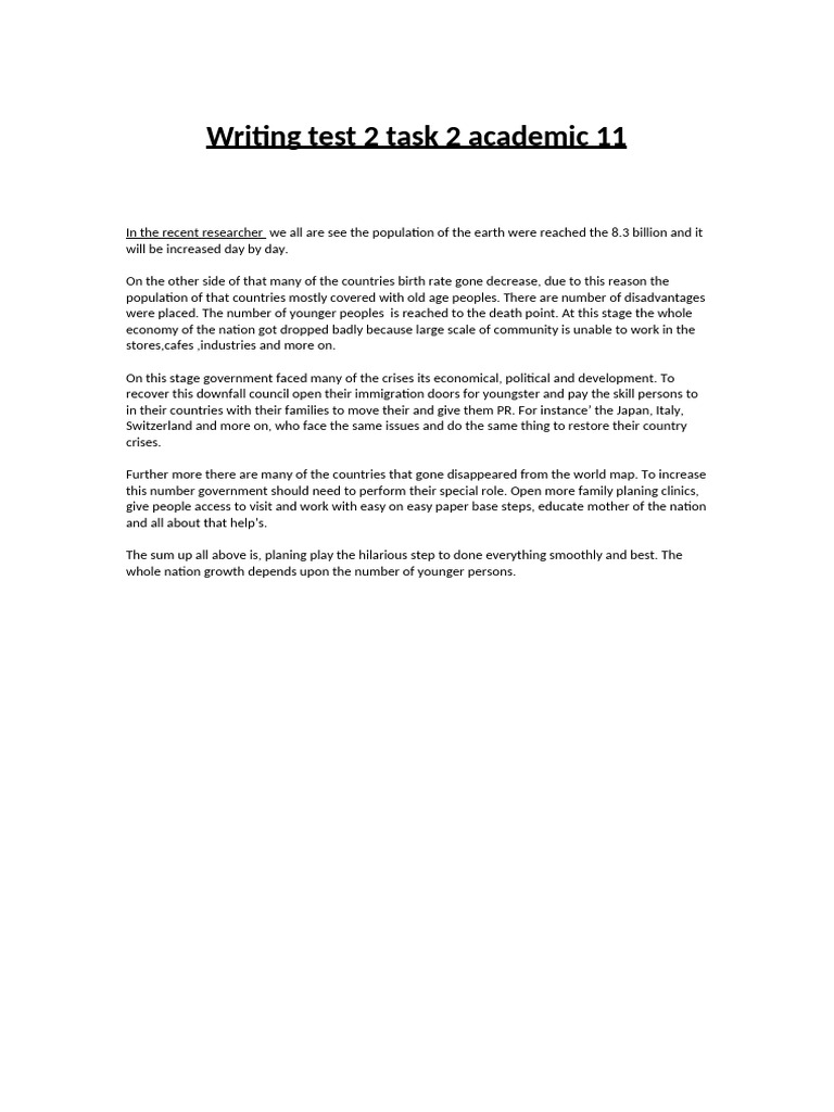 Writing Test 2 Task 2 Academic 11 | PDF