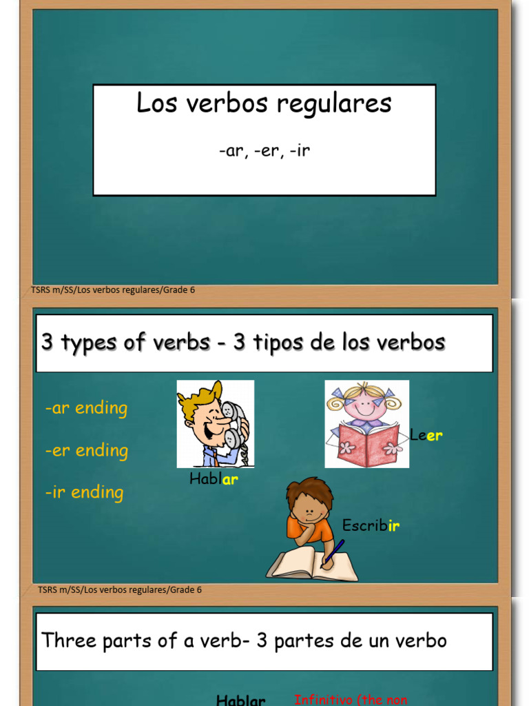 Ejemplos de verbos regulares en español | PDF | Vocabulario ...