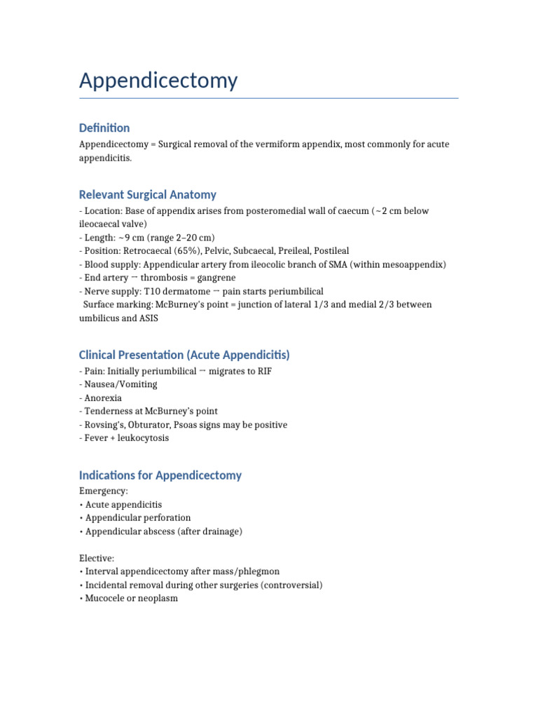 Appendicectomy Surgical Mastery Preview | PDF