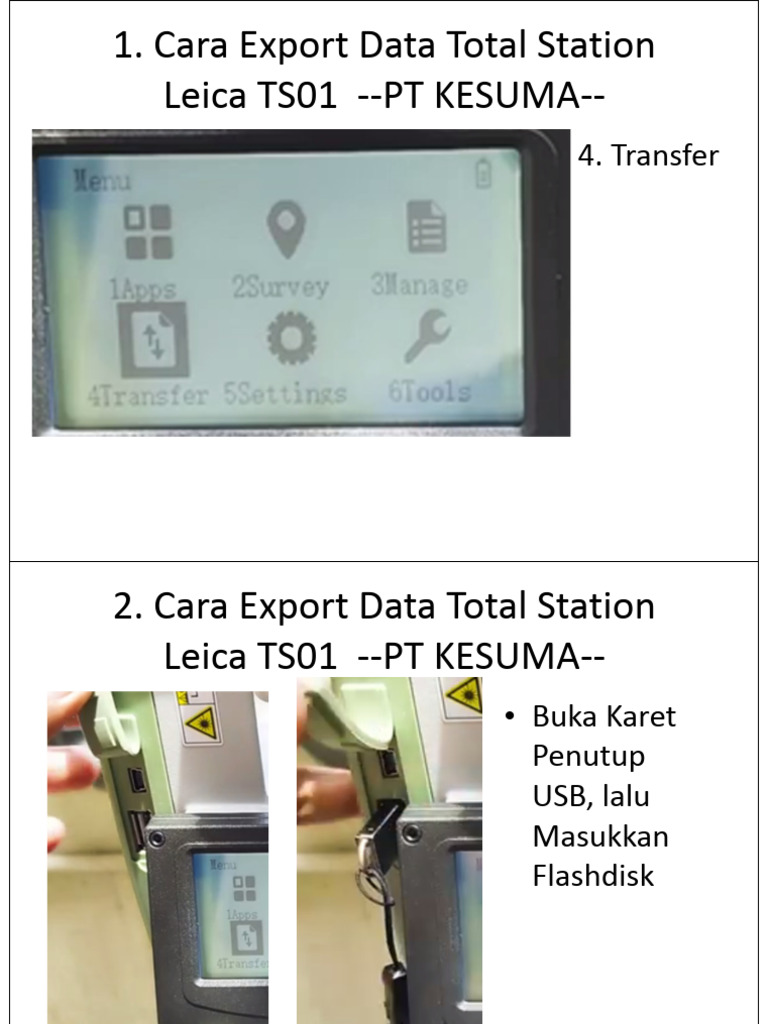 Cara Download Data Pengukuran Dari Total Station Leica TS01 PT KESUMA | PDF