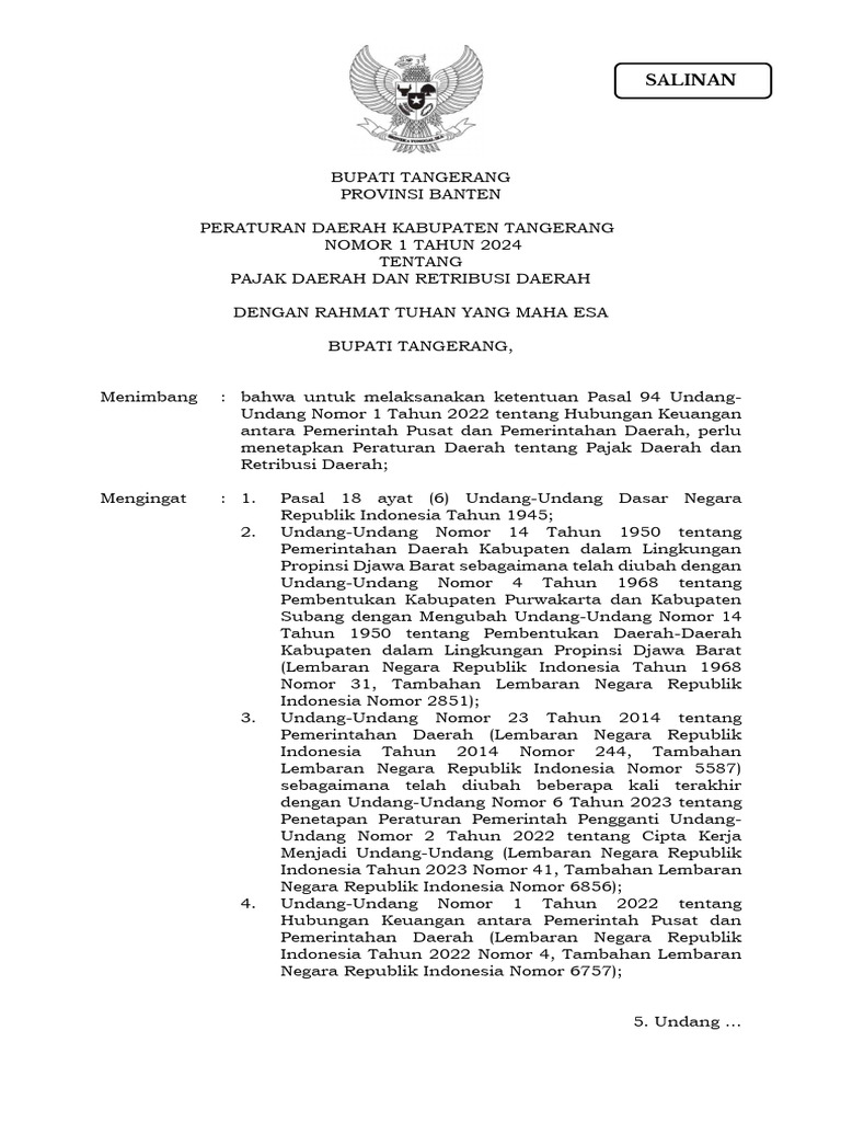 Perda Tahun 2024 | PDF