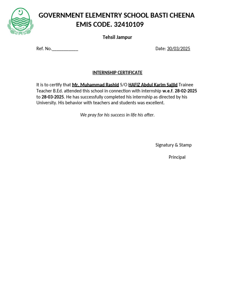 Intership Letter | PDF