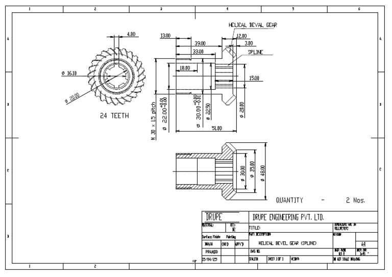 Helical Bevel Gear Spline 2d | PDF