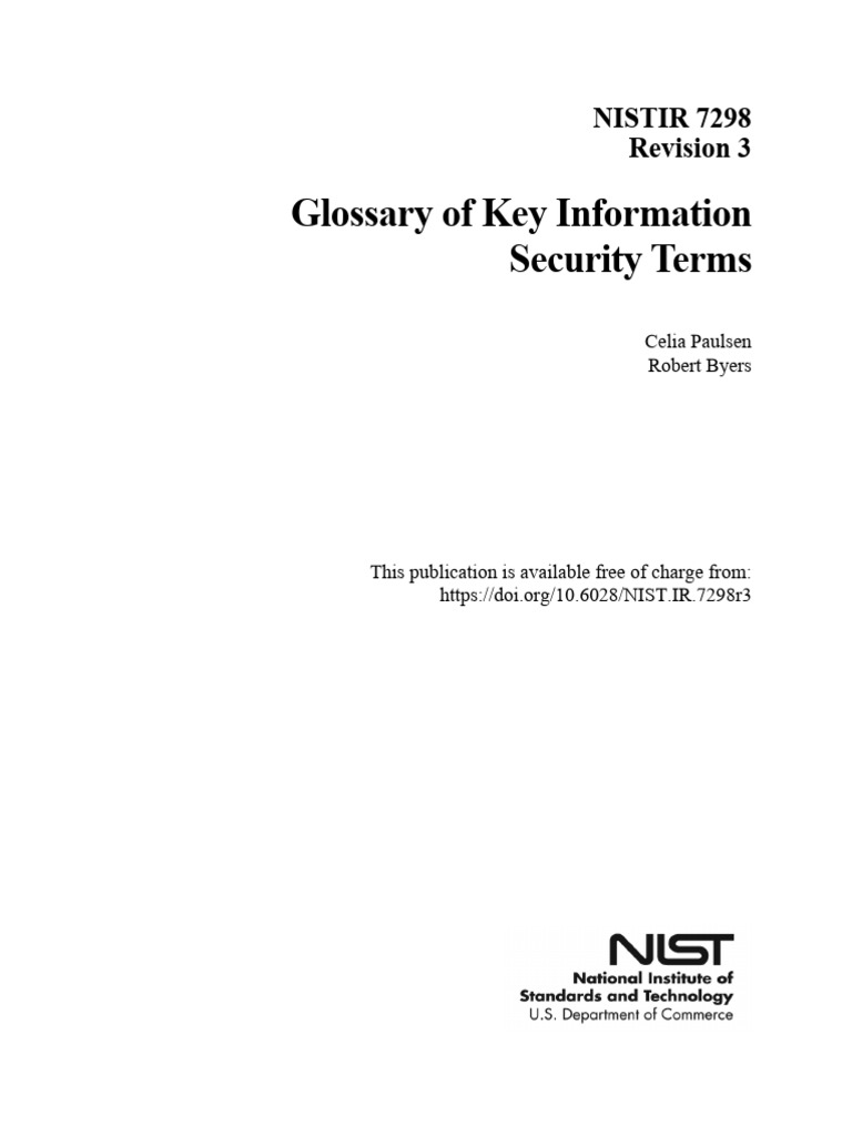 NISTIR 7298 Rev. 3: Security Terms Glossary | PDF | National Institute ...