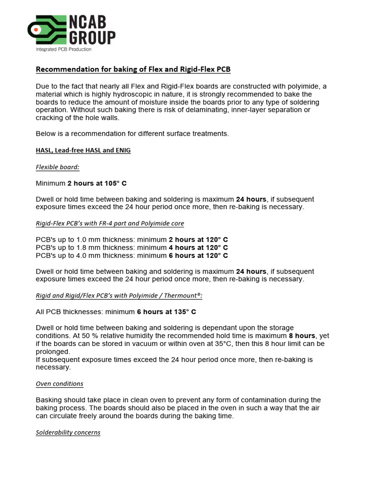 PCB Baking Guidelines for Flex Types | PDF | Printed Circuit Board ...