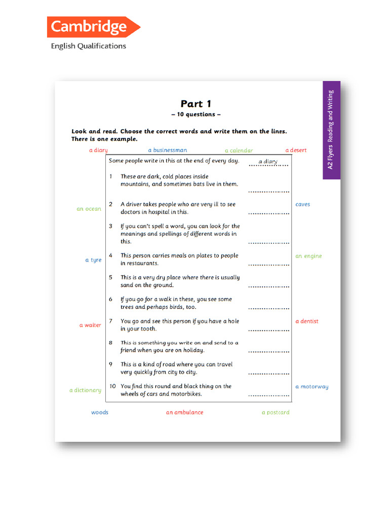Online Teaching A2 Flyers Reading and Writing Part 1 Các Trang Đã Xóa | PDF