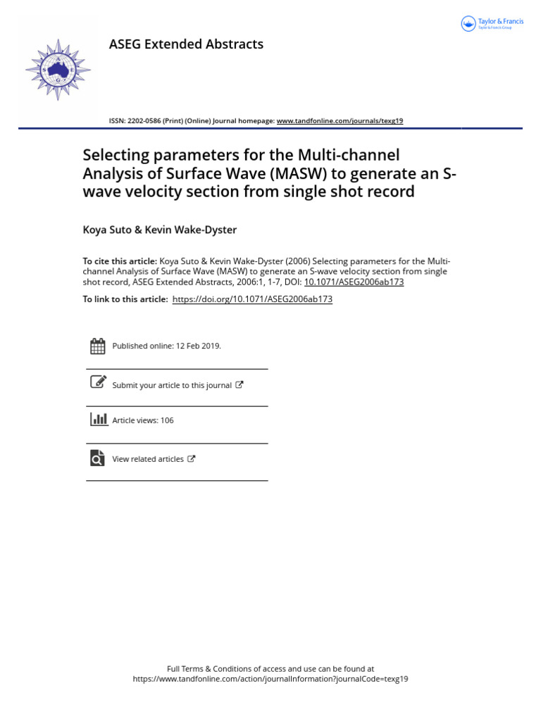2019 - Selecting Parameters For The Multi-Channel Analysis of Surface ...