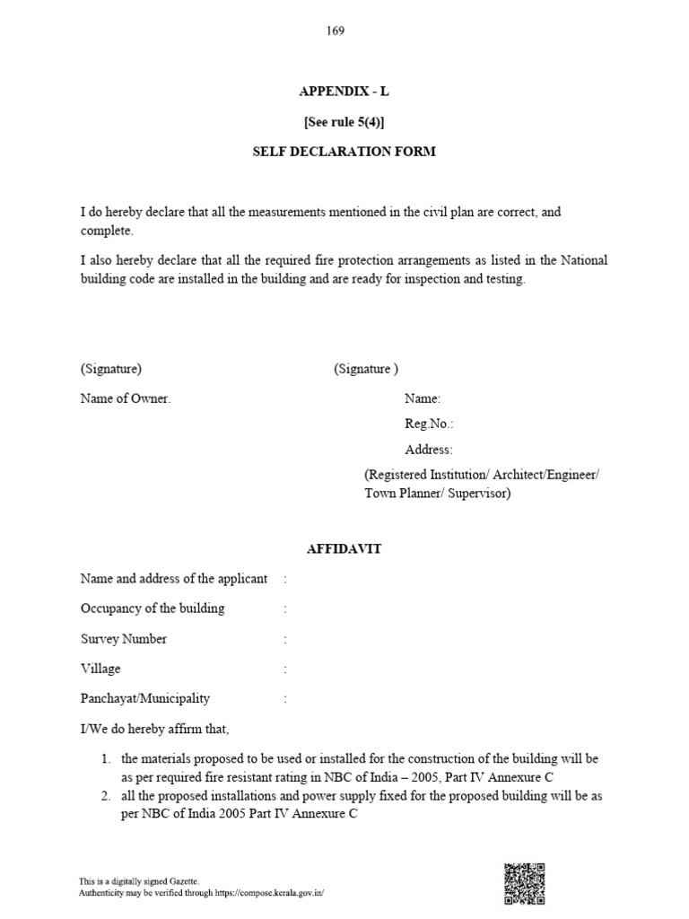 Appendix L: Fire Safety Self Declaration | PDF