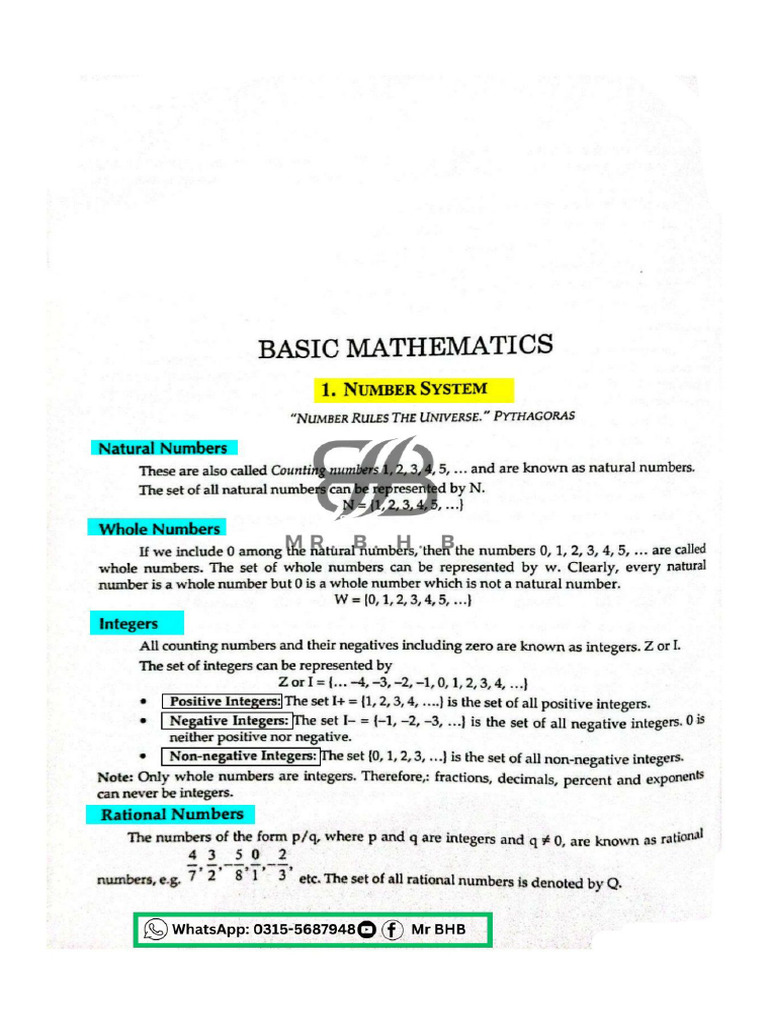 Basic Mathematics (MR BHB) | PDF