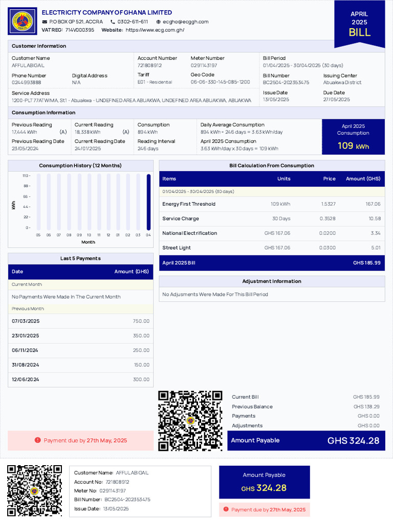 ECG PowerApp Bill 1755168393902 | PDF | Economies | Electrical Engineering