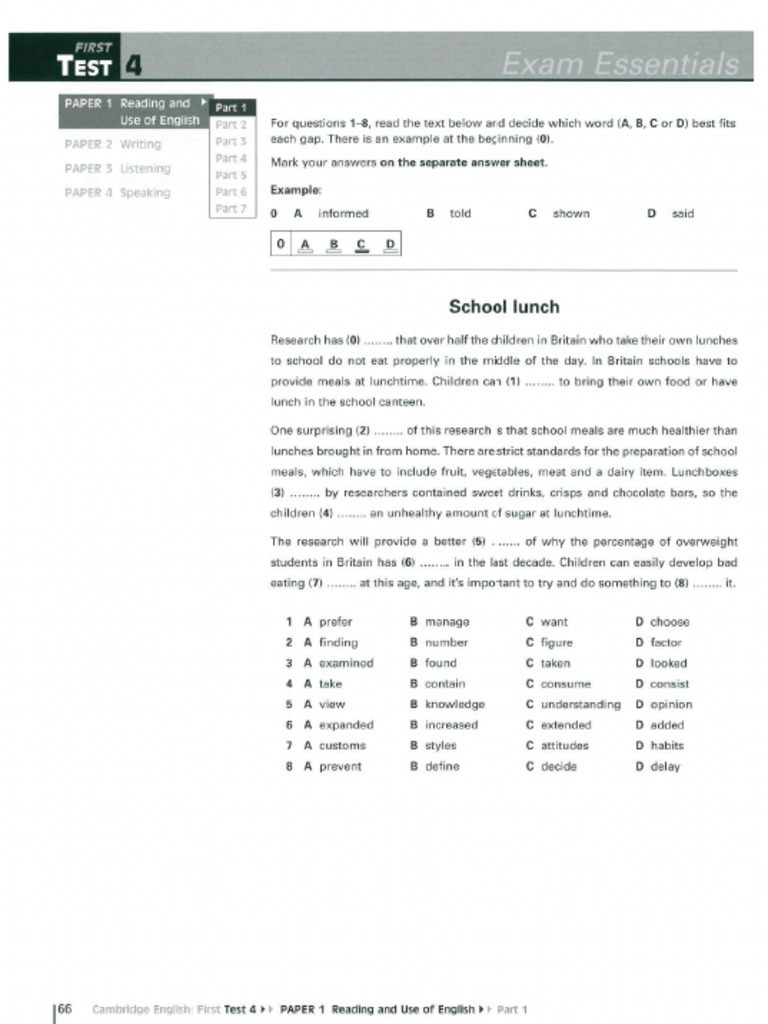 FCE Exam Essentials - TEST 04 | PDF