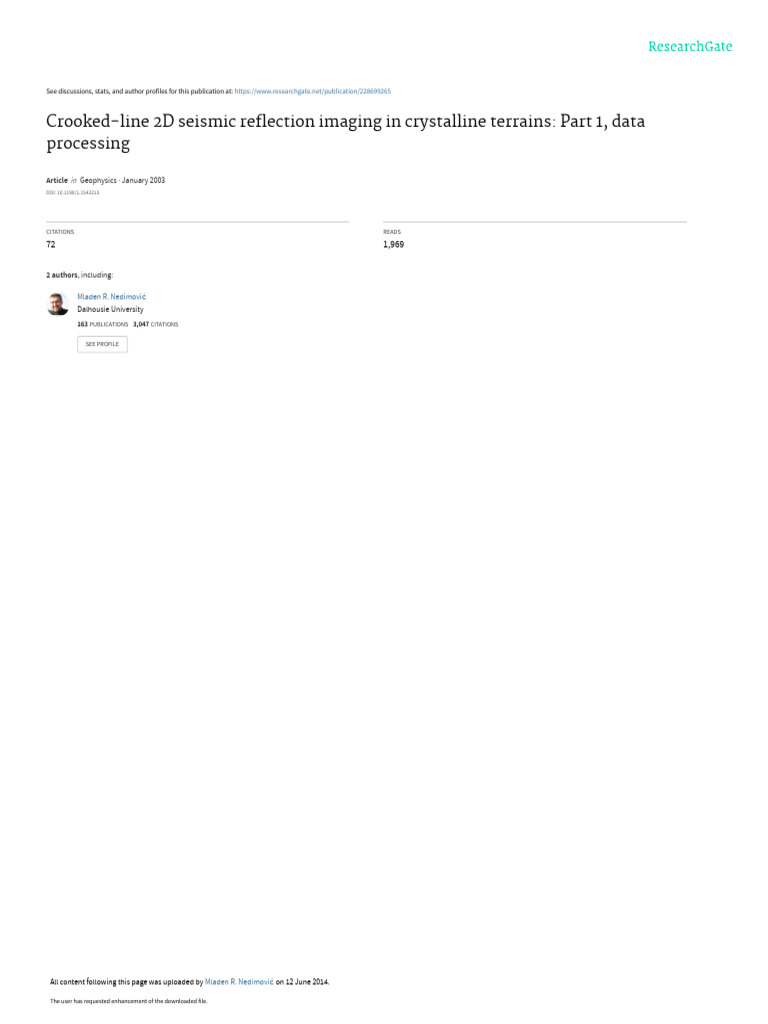 2008 Crooked-line 2D Seismic Reflection Imaging | PDF | Reflection ...