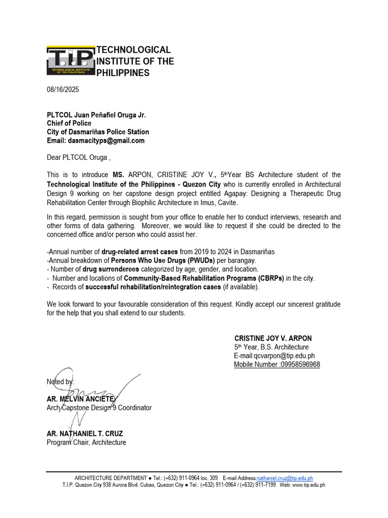 PNP Dasmariñas Cavite Endorsement Letter | PDF