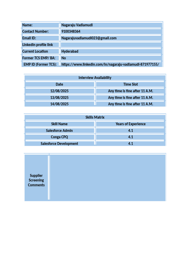 TCS Resume Template | PDF