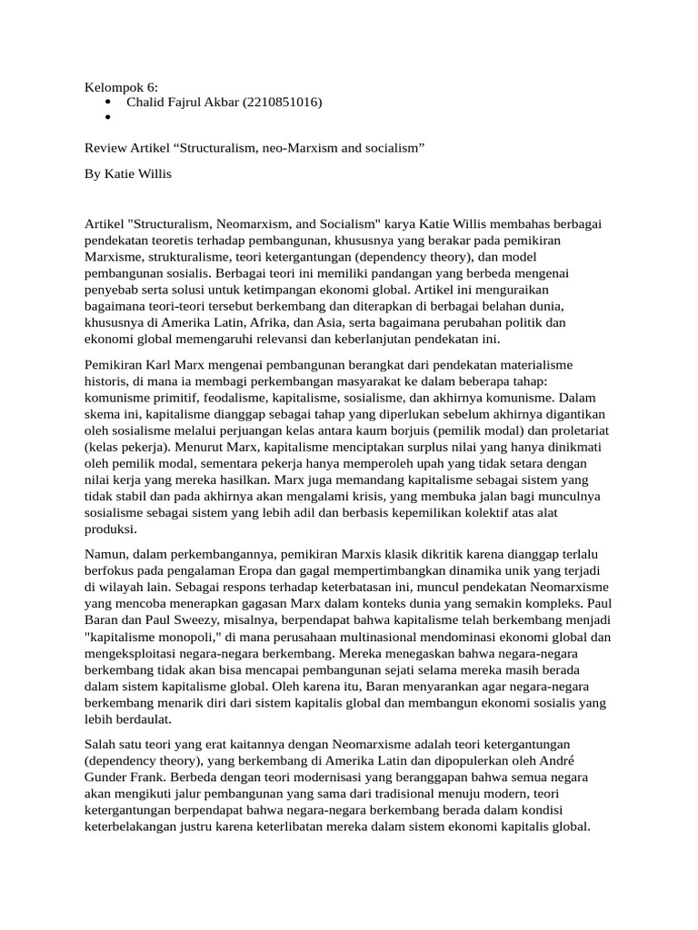 Review - Katie Willis - Structuralism, Neomarxism and Socialism | PDF