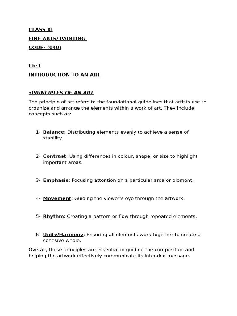 Introduction to Fine Arts Principles | PDF | Composition (Visual Arts ...