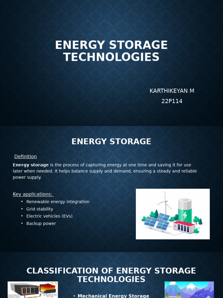 Energy Storage Technologies Overview | PDF | Energy Storage | Energy ...
