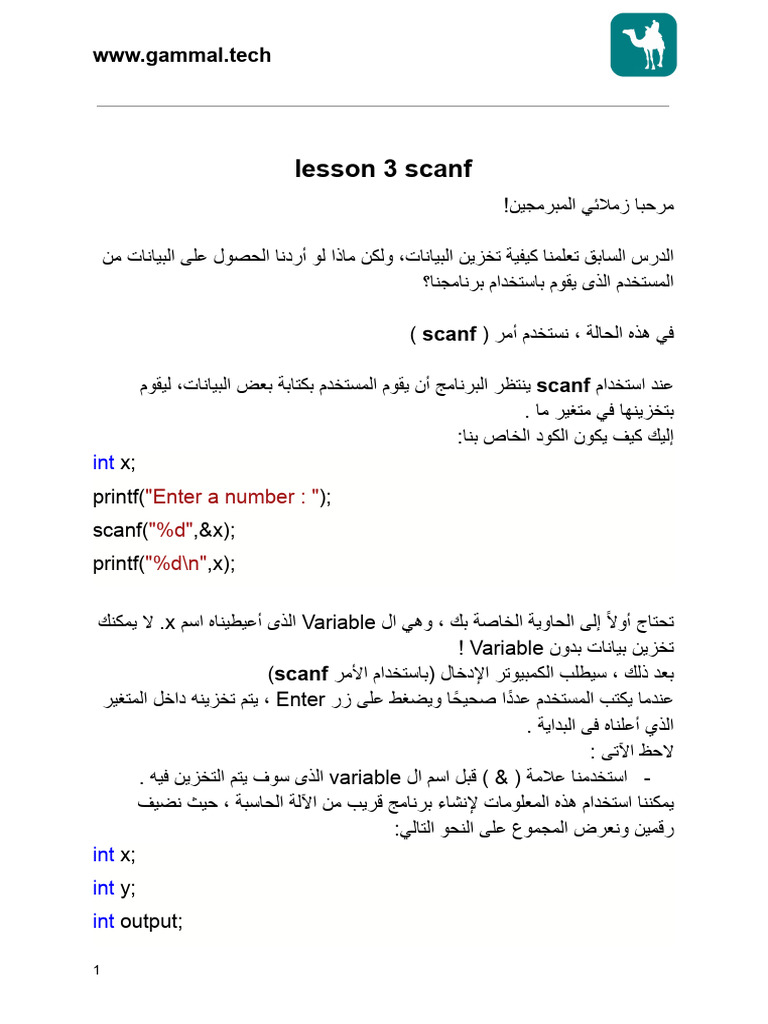 Lesson 3 Scanf: WWW - Gammal.tech | PDF
