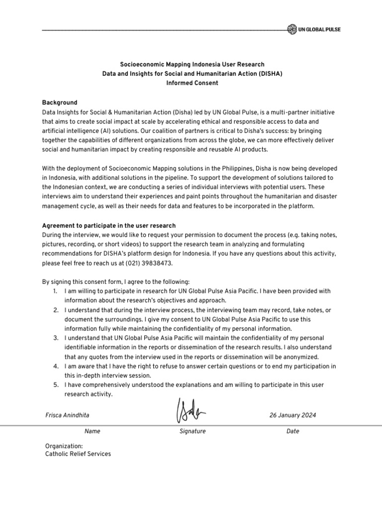 (En) DISHA SEM Indonesia User Research - Informed Consent | PDF | Artificial Intelligence ...