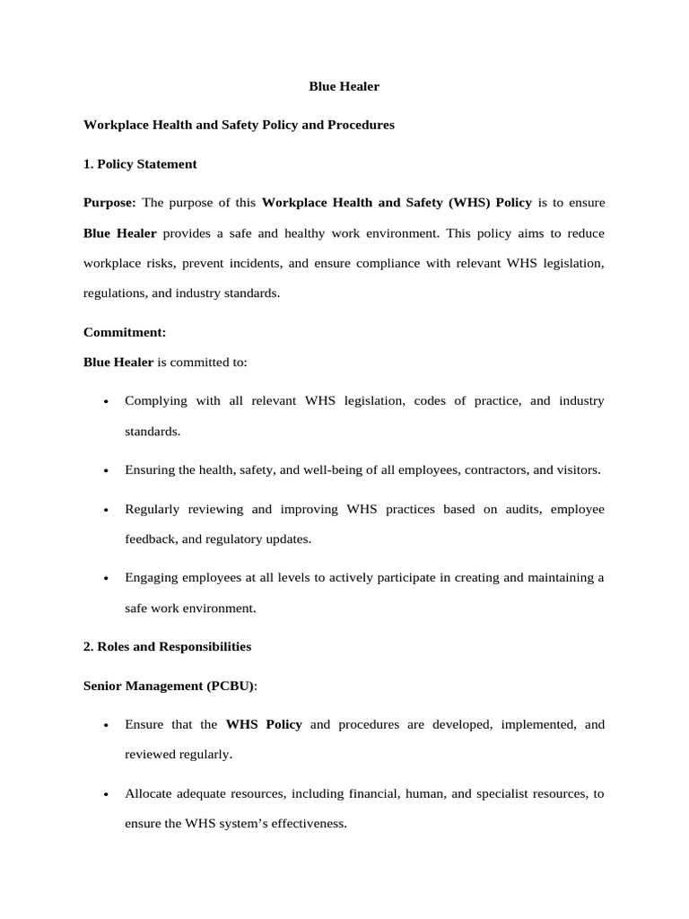 Revised WHS Policy and Procedures | PDF | Safety | Occupational Safety ...