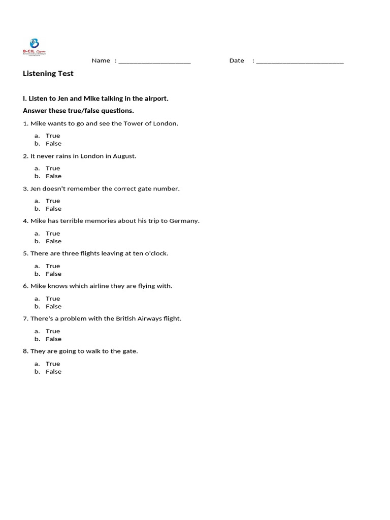 Listening Test | PDF
