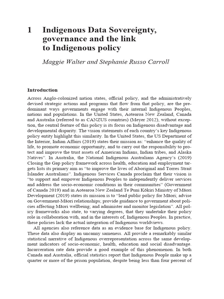 Indigenous Data Sovereignty, Governance and The Link To Indigenous ...