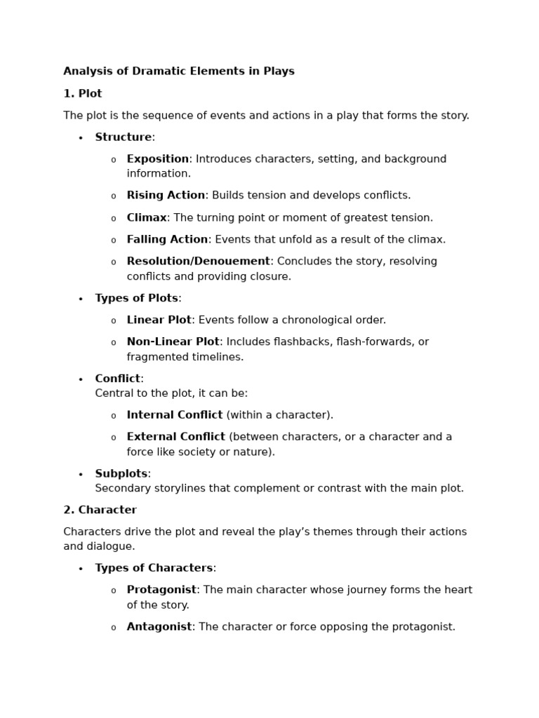 Dramatic Elements Analysis in Plays | PDF | Plot (Narrative) | Human ...
