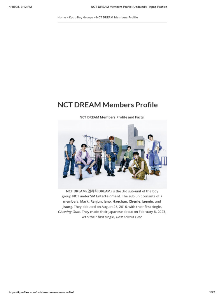 NCT DREAM Members Profile (Updated!) - Kpop Profiles | PDF