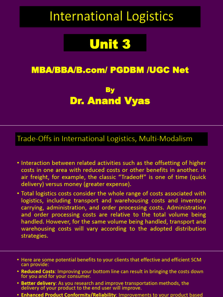 Trade-Offs in International Logistics | PDF | Inventory | Logistics
