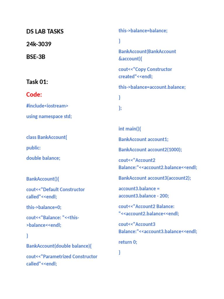 24K-3039 DS Lab01 TASKS | PDF | Namespace | Computer Programming
