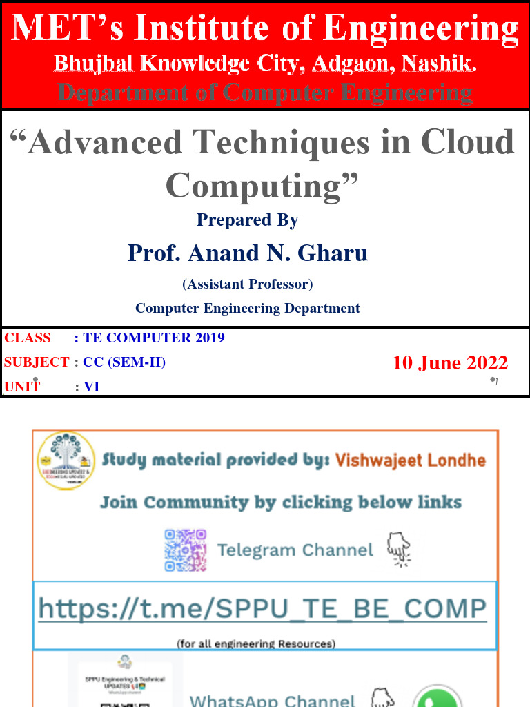 CC - Unit 6 (Advanced Techniques in Cloud Computing) | PDF | Cloud ...