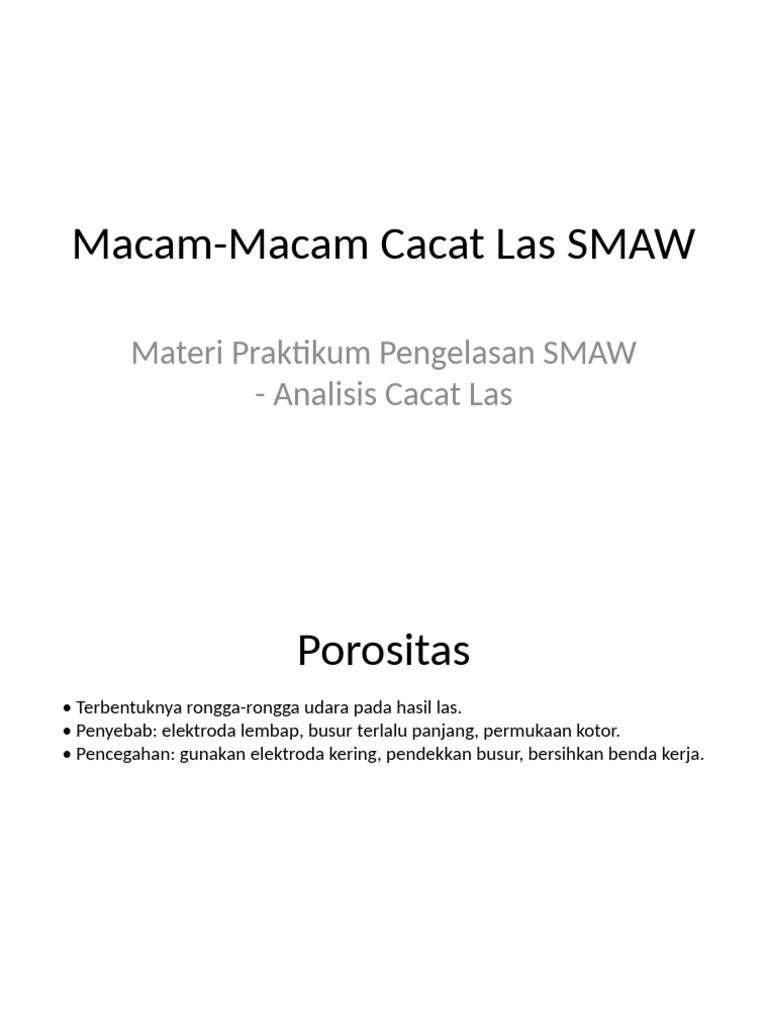 Cacat Las SMAW: Penyebab dan Pencegahan | PDF