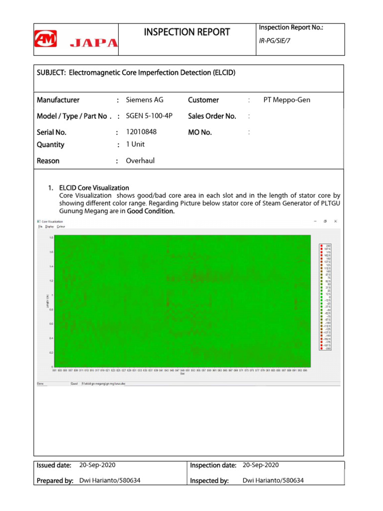 ELCID Inspection Report for Siemens Stator | PDF