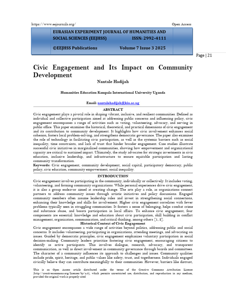 Types and Impact of Civic Engagement | PDF | Civic Engagement | Social ...