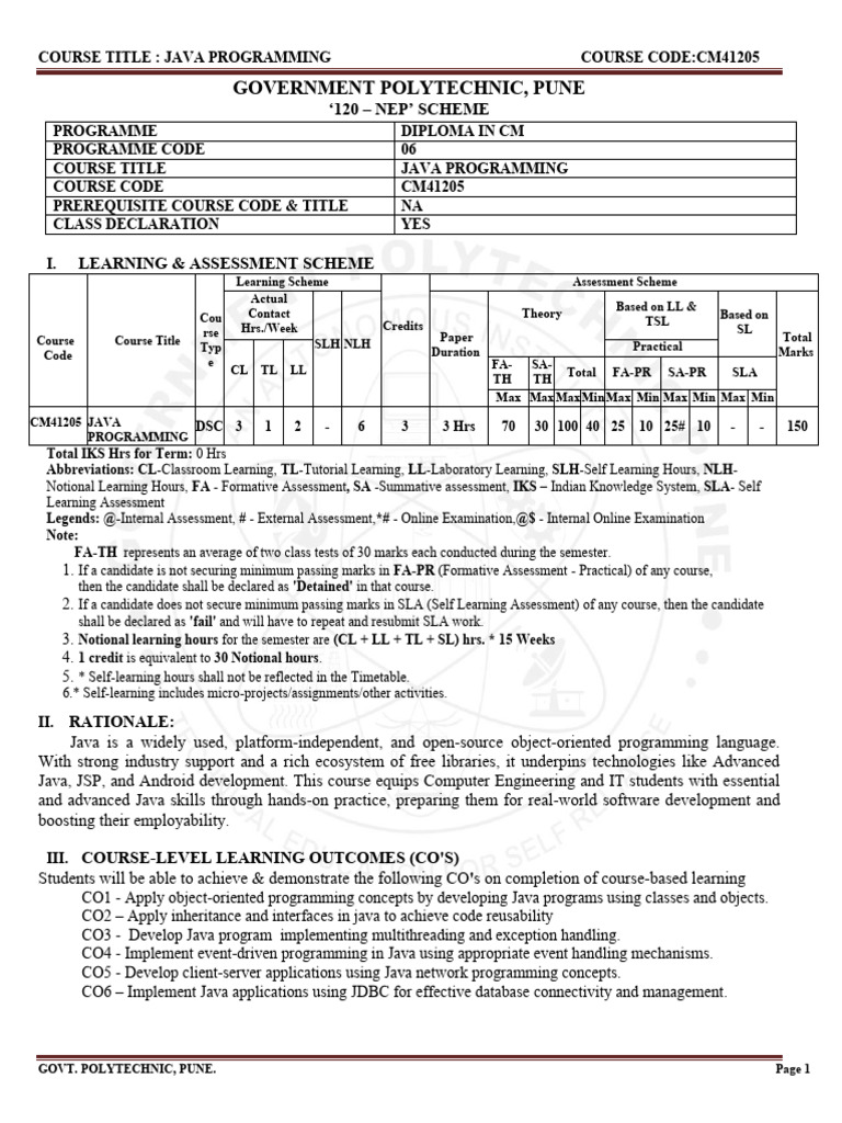 5th Sem Curriculum | PDF | Method (Computer Programming) | Class (Computer Programming)