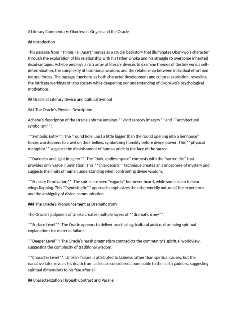 Chapter 3 Analysis of Things Fall Apart | PDF | Narrative | Wisdom