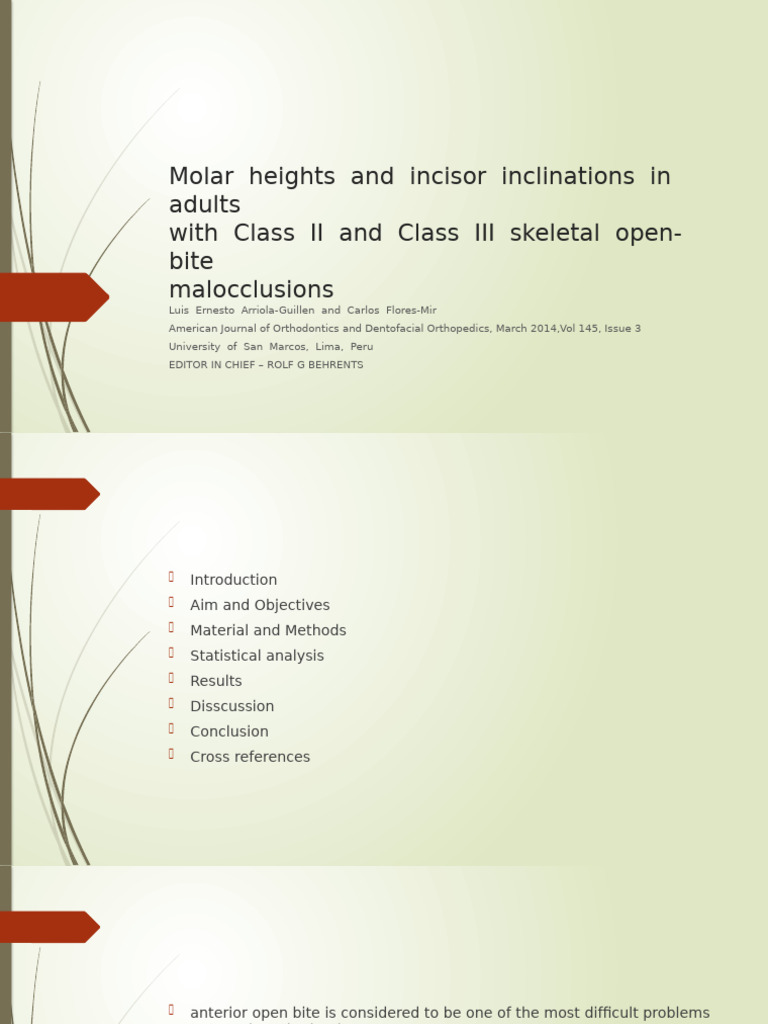Molar Heights in Class II & III Open Bite | PDF | Dentistry | Dentistry ...