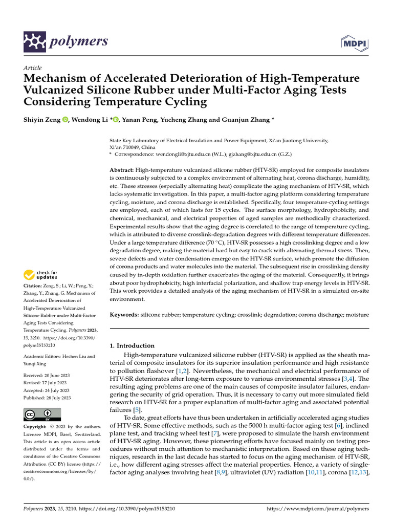HTV Silicone Rubber Aging Mechanism Study | PDF | Stainless Steel ...