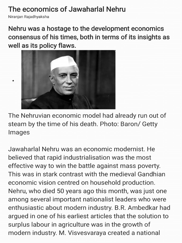 Economic Ideas of Nehru | PDF