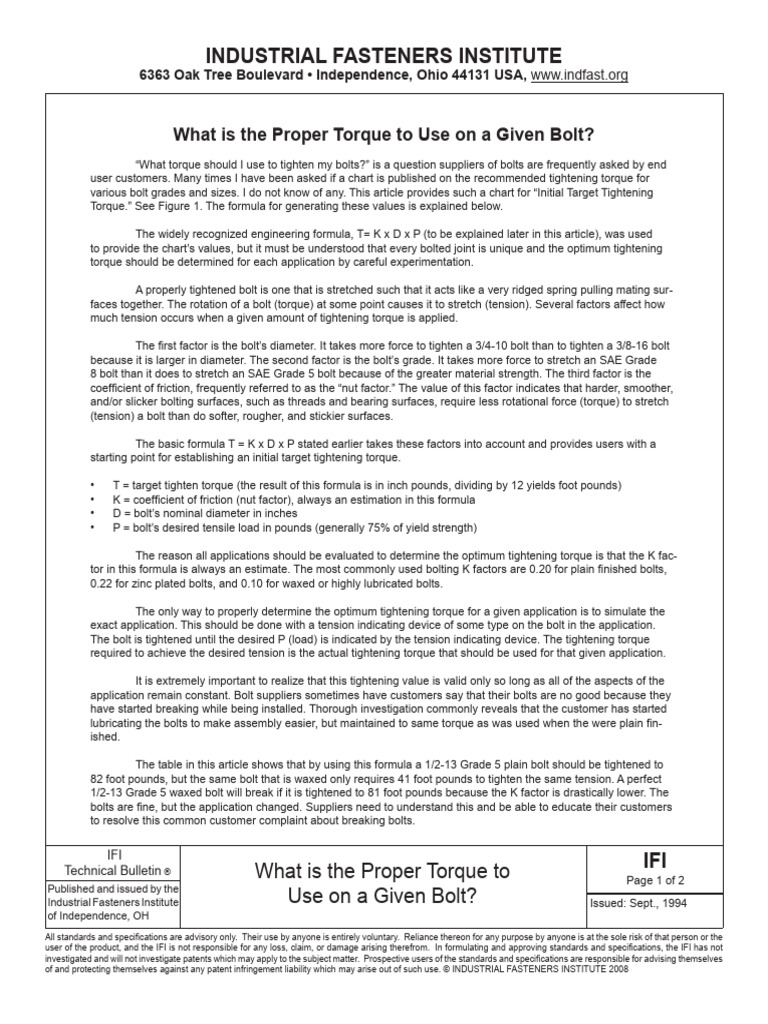 What Is Proper Torque | PDF | Screw | Mechanical Engineering