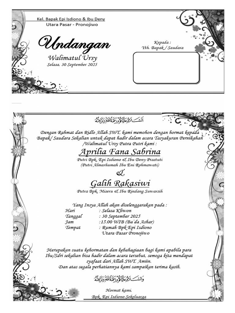 Undangan Walimatul Ursy | PDF