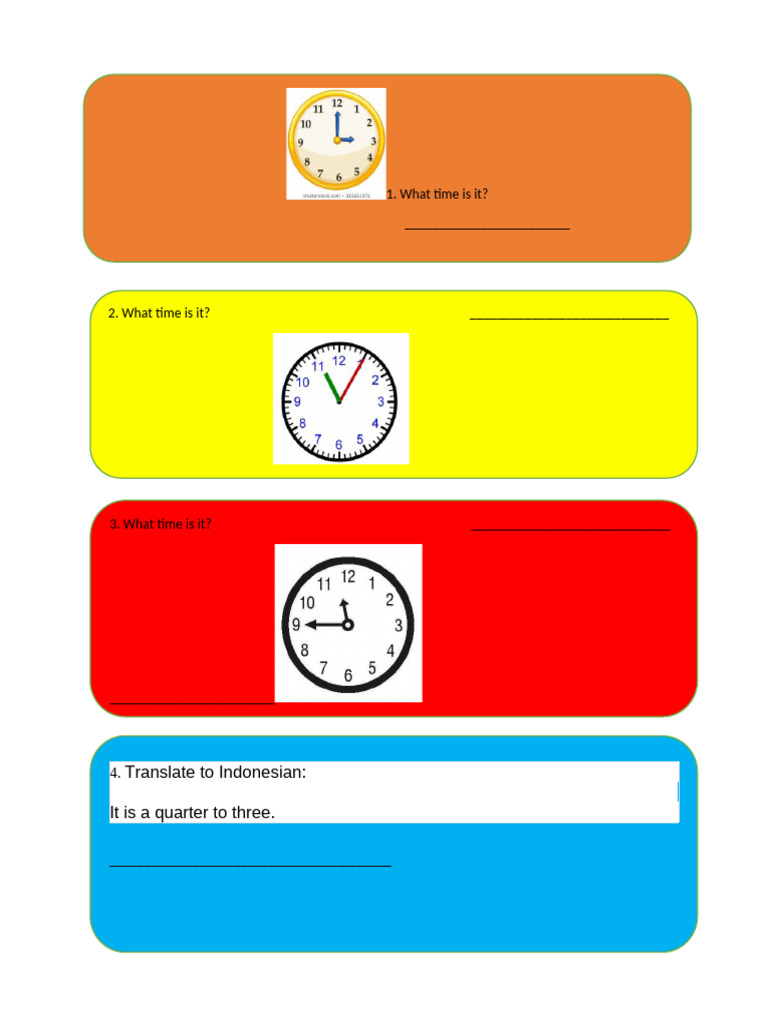 Soal PH Telling Time Kelas 7 | PDF