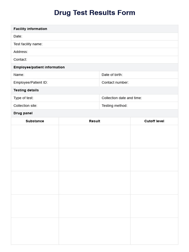 Drug Test Results Form Template | PDF