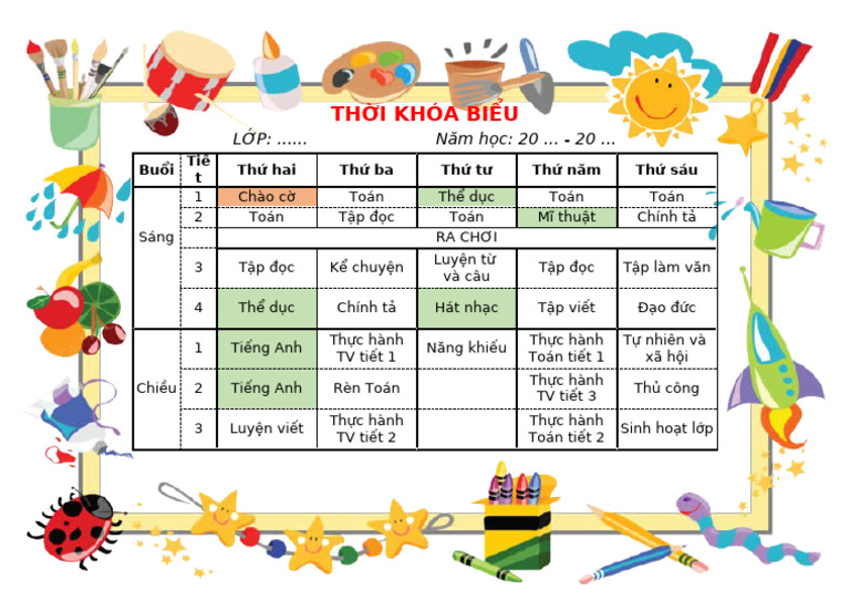 Thời Khóa Biểu 1 - Tutai.vn | PDF