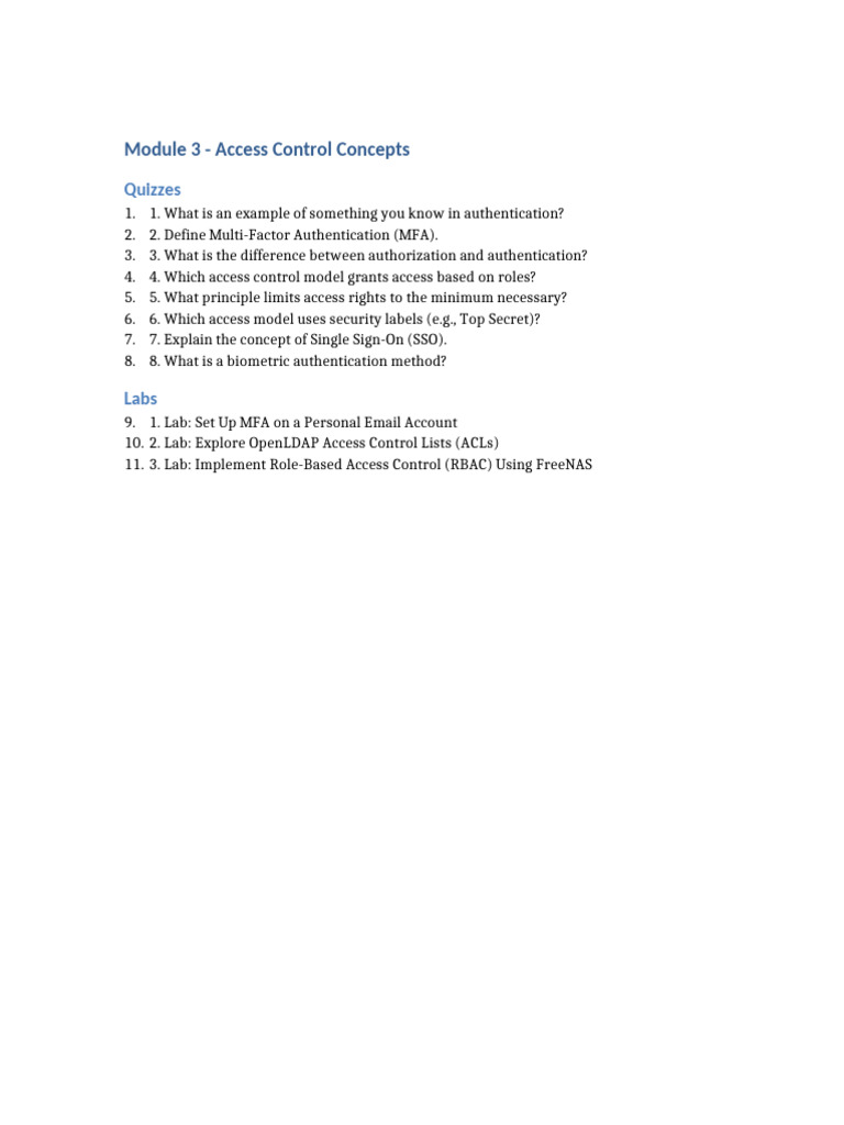 Module 3 - Access Control Concepts | PDF