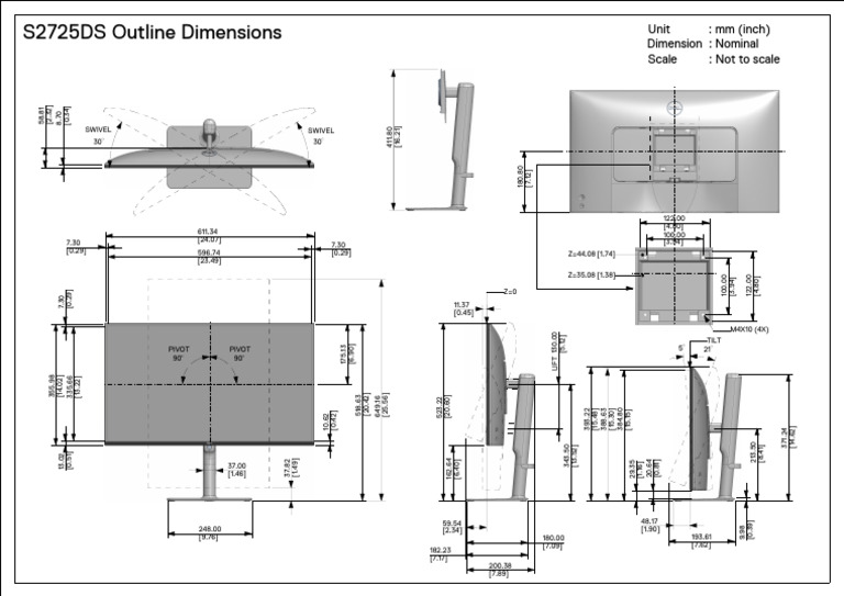 Dell S2725DS Dimensions Overview | PDF