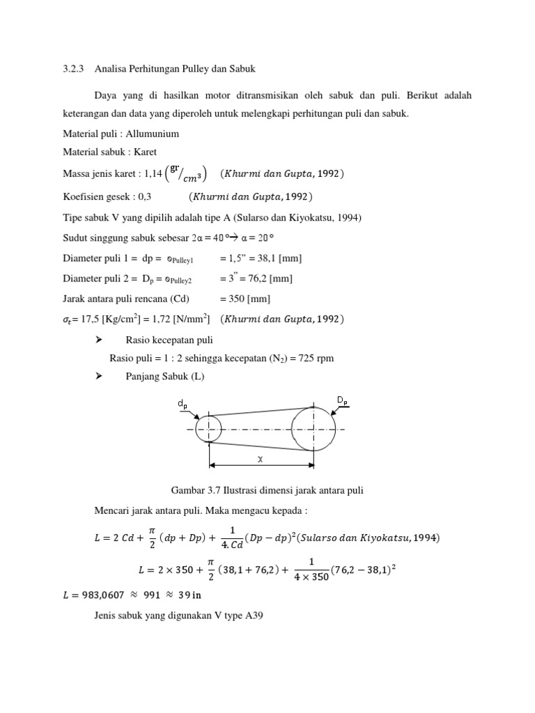 Analisa Perhitungan Pulley Dan Sabuk | PDF