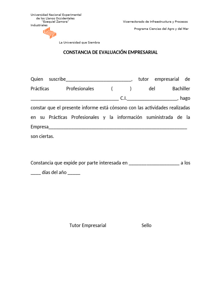 Constancia de Evaluación Empresarial | PDF