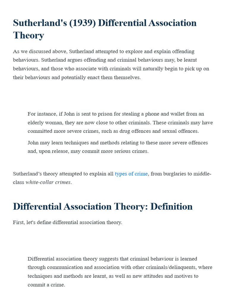 Understanding Differential Association Theory | PDF | Crimes | Crime ...